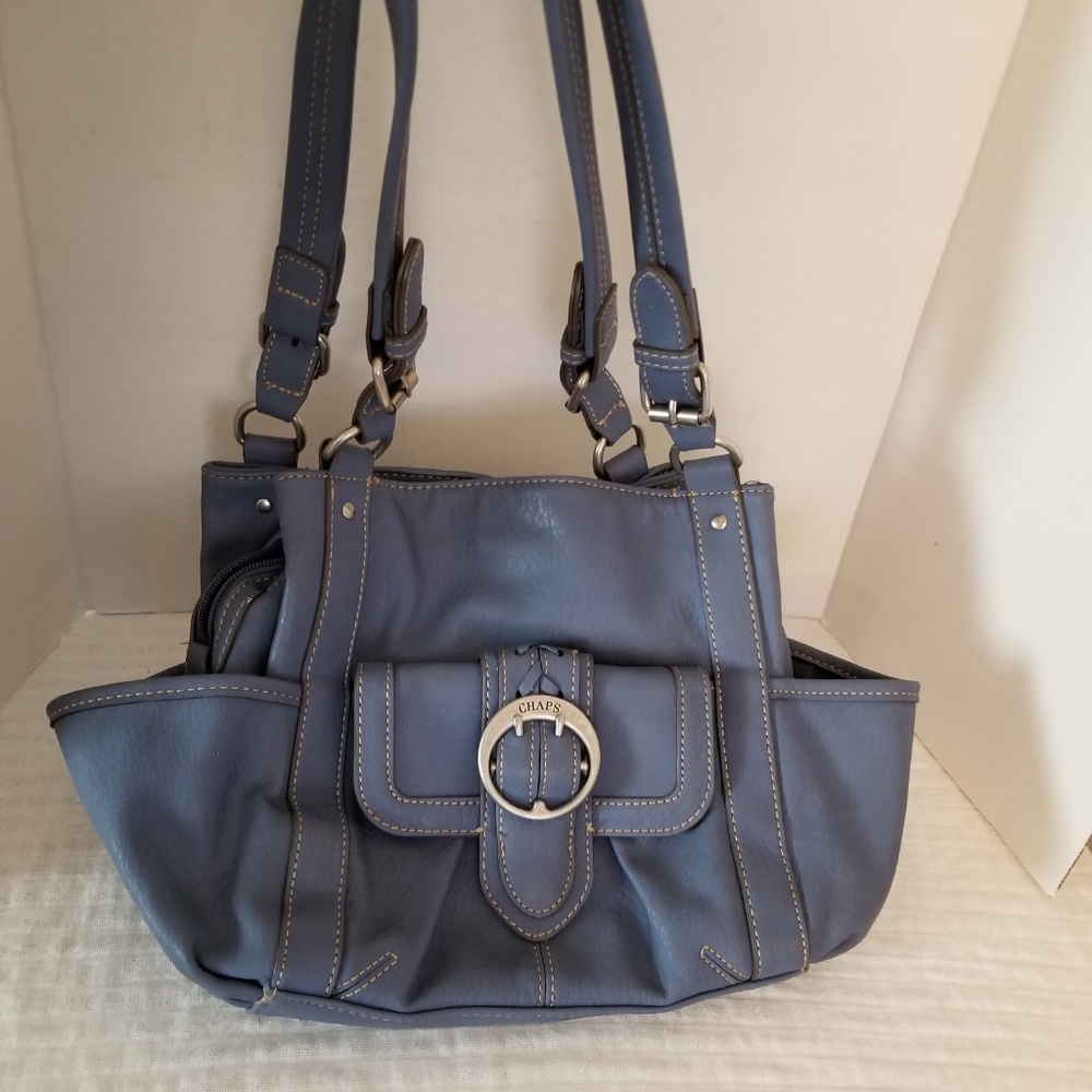 Chaps Blue Leather Shoulder Bag - Gem